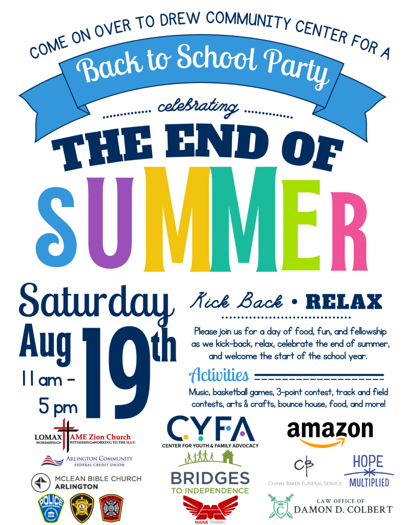 END OF SUMMER/BACK TO SCHOOL PARTY – Center for Youth and Family Advocacy