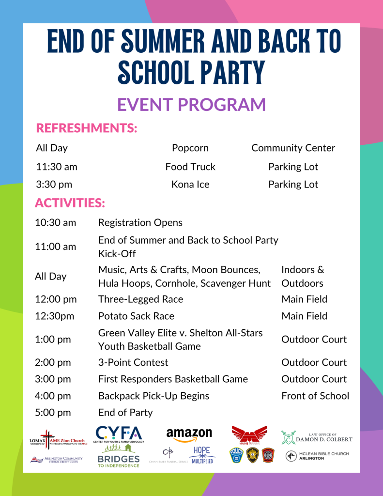 END OF SUMMER/BACK TO SCHOOL PARTY – Center for Youth and Family Advocacy