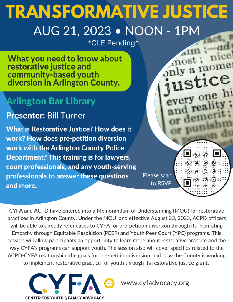RSVP for Transformative Justice Event – Center for Youth and Family ...